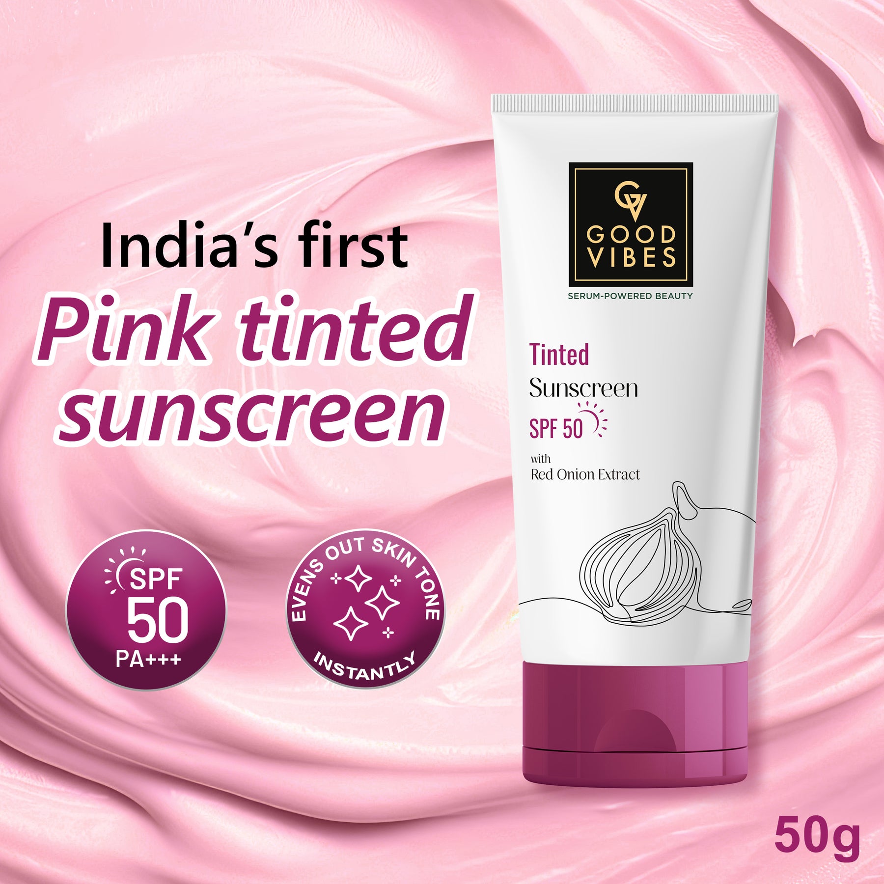 Tinted Red Onion Sunscreen SPF 50 (50g) – Good Vibes