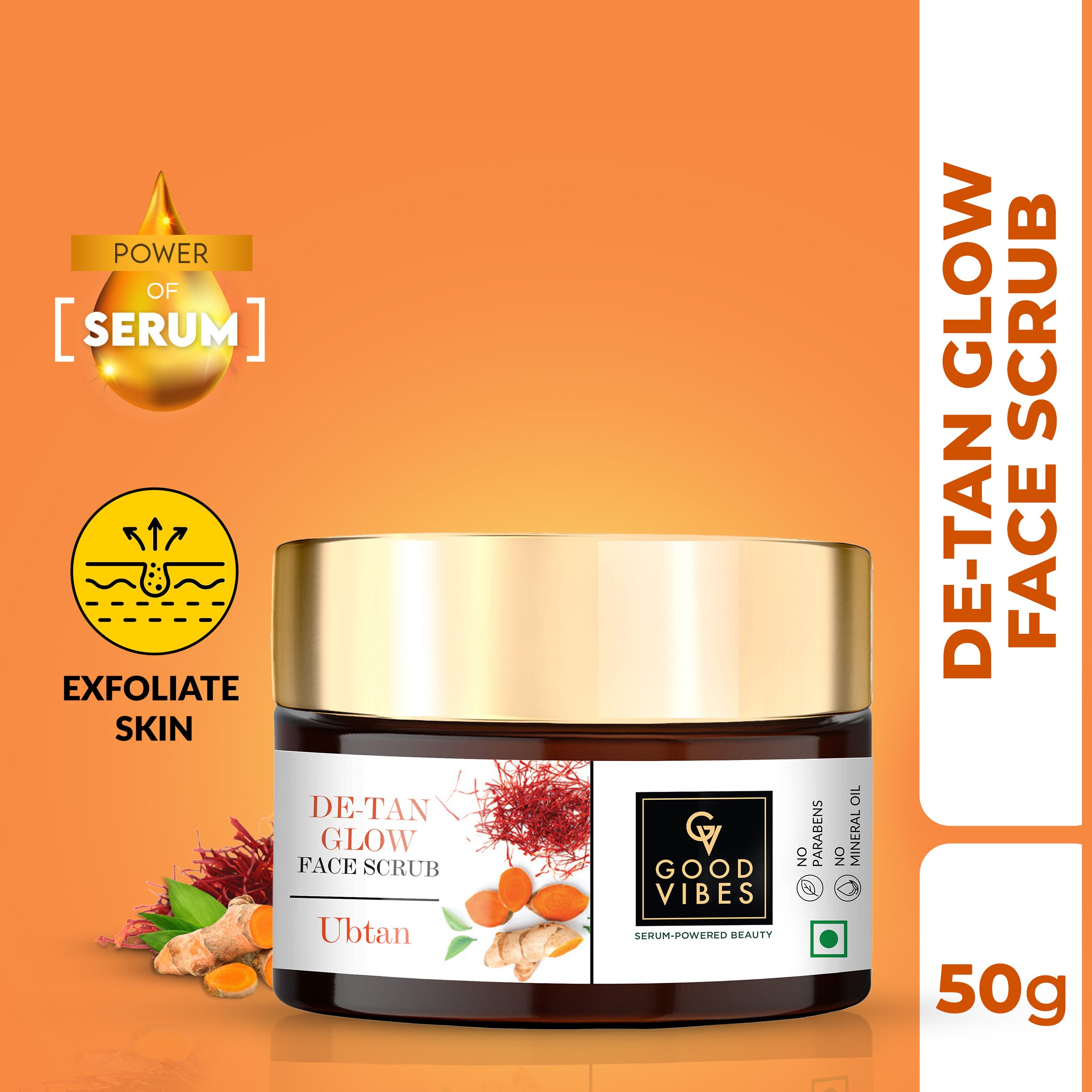 De-Tan Glow Face Scrub- Ubtan with Power Of Serum – Good Vibes