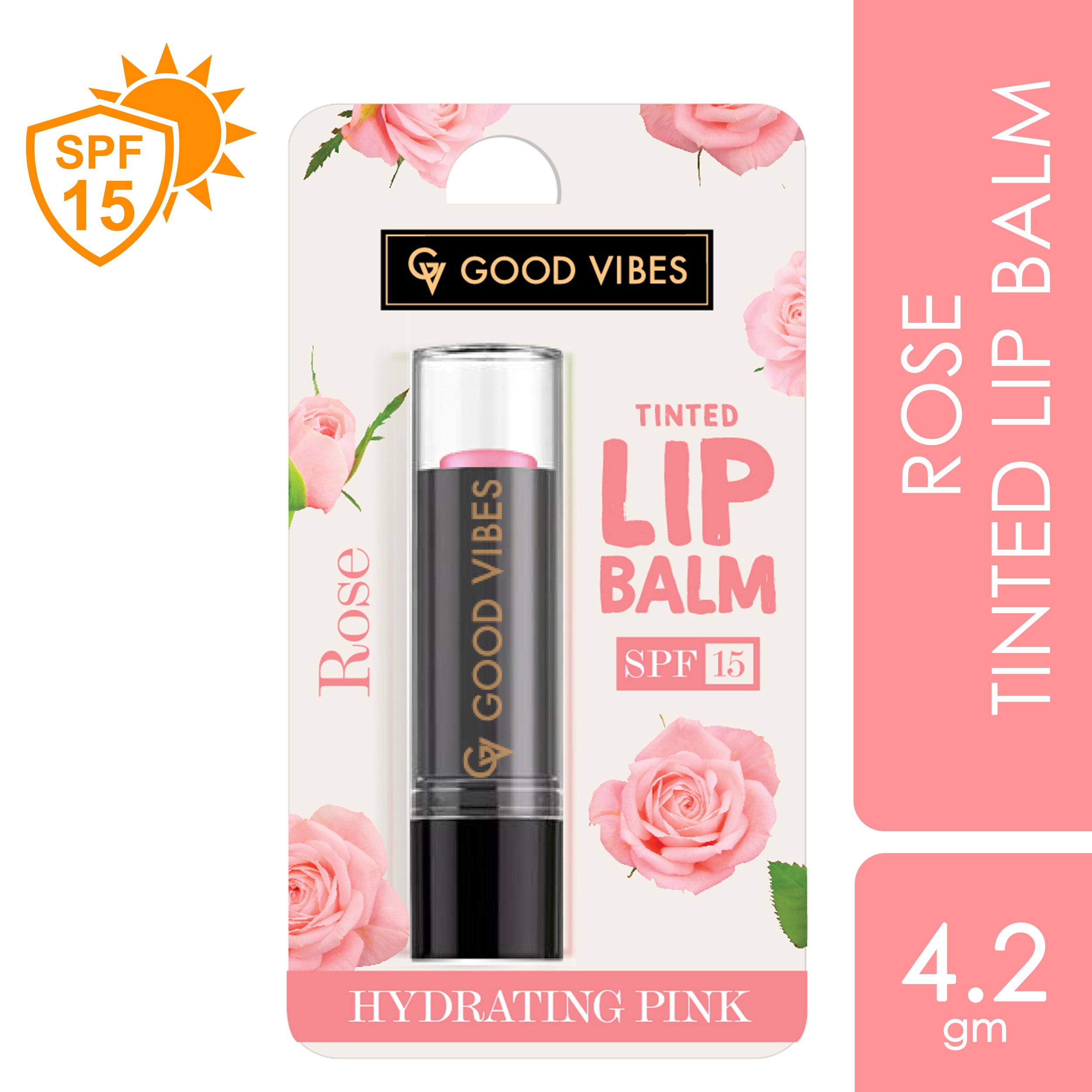 Rose Hydrating Pink Tinted Lip Balm SPF 15 – Good Vibes