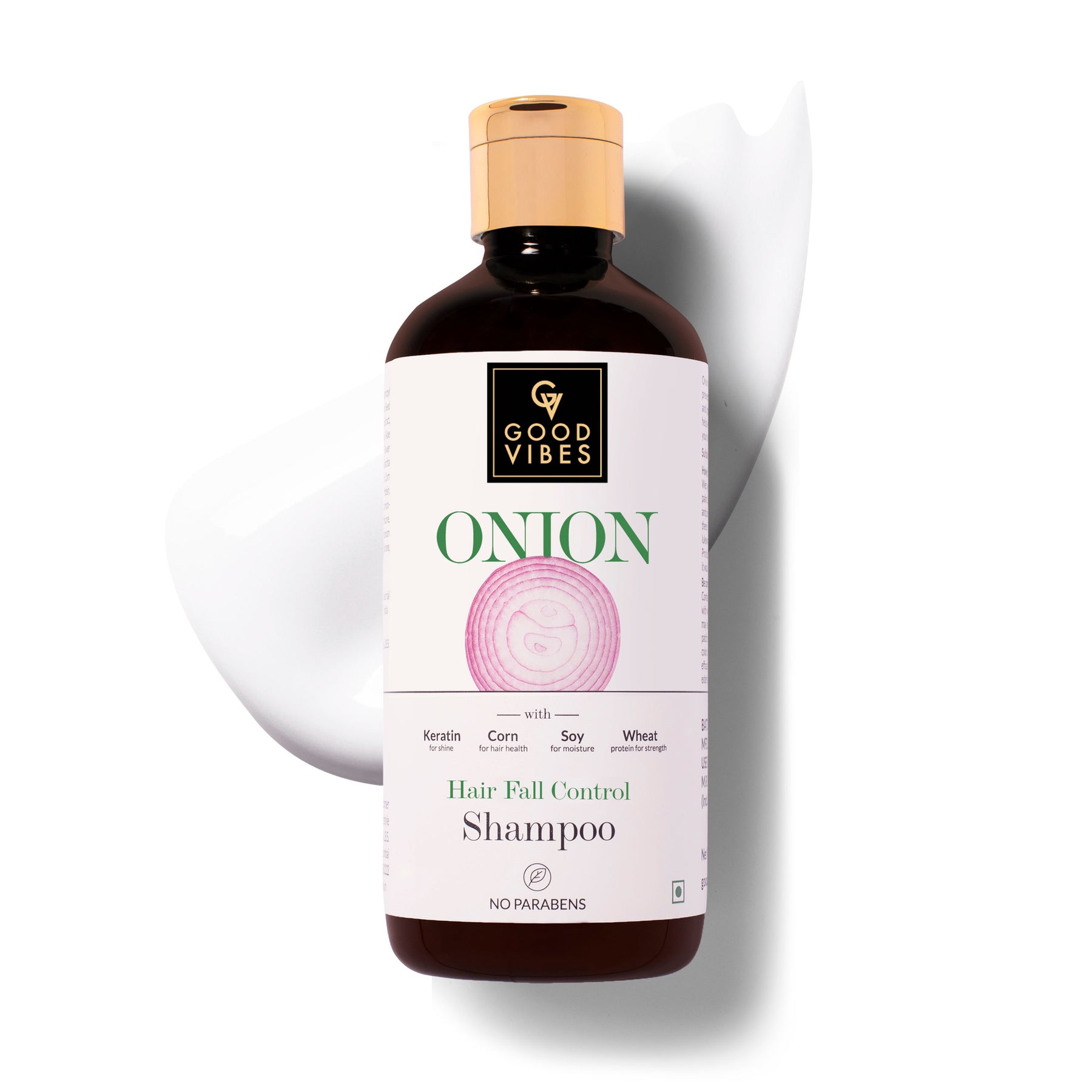 Buy Good Vibes Onion Hairfall Control Shampoo with Keratin, Corn, Wheat ...