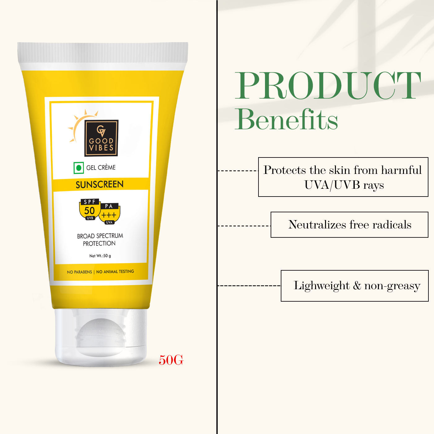Buy Good Vibes SPF 50 PA +++ UVA & UVB Protection Broad Spectrum Gel ...