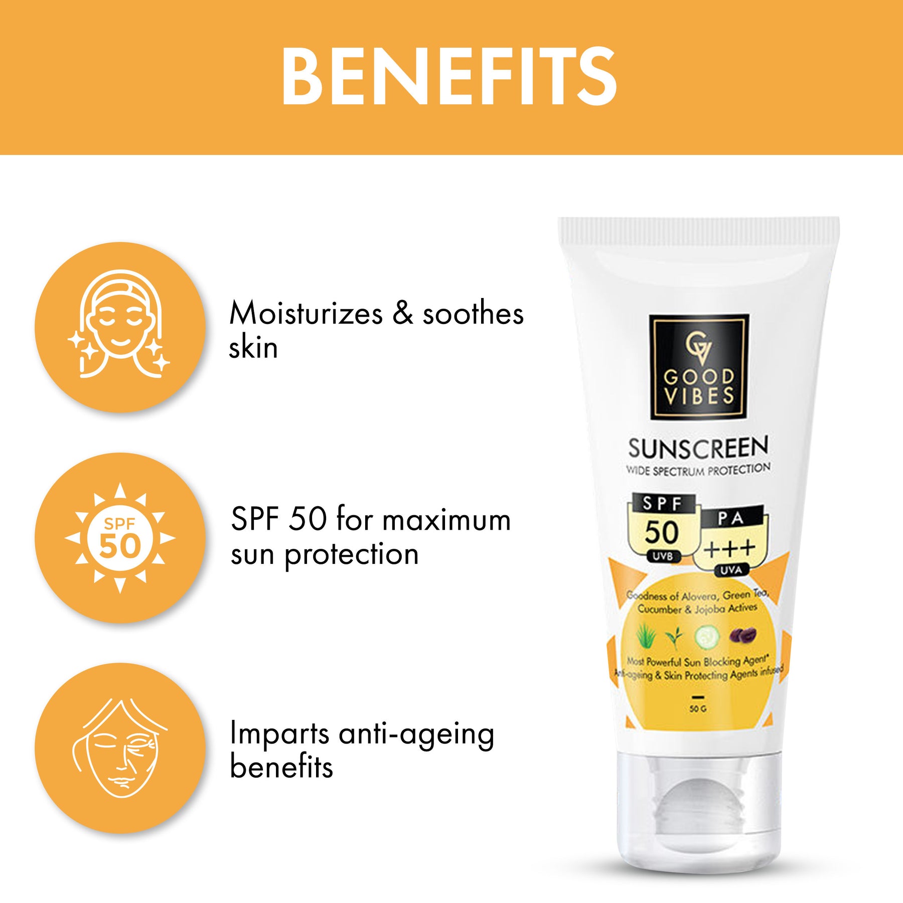 Wide Spectrum Protection Sunscreen with SPF 50 – Good Vibes